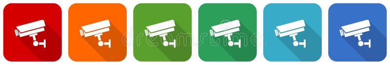 Cctv Camera Icon Set, Vector Illustration in 6 Colors Options for ...
