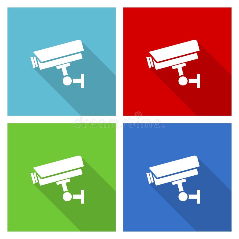 Cctv Camera Icon Set, Vector Illustration in 6 Colors Options for ...