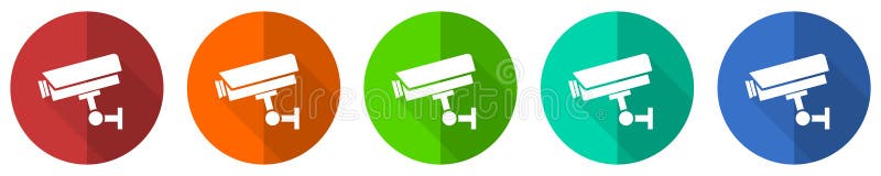 Cctv Camera Icon Set, Vector Illustration in 6 Colors Options for ...