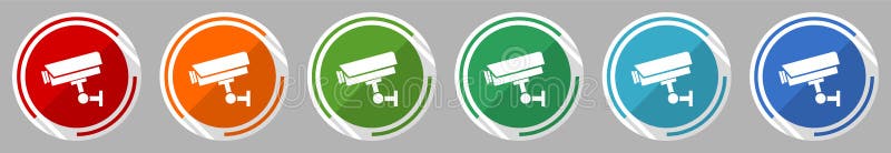 Cctv Camera Icon Set, Vector Illustration in 6 Colors Options for ...