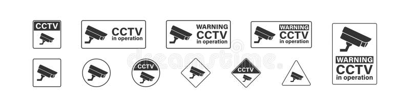 CCTV Camera Icon. Video Set Flat Banners on White Background Stock ...