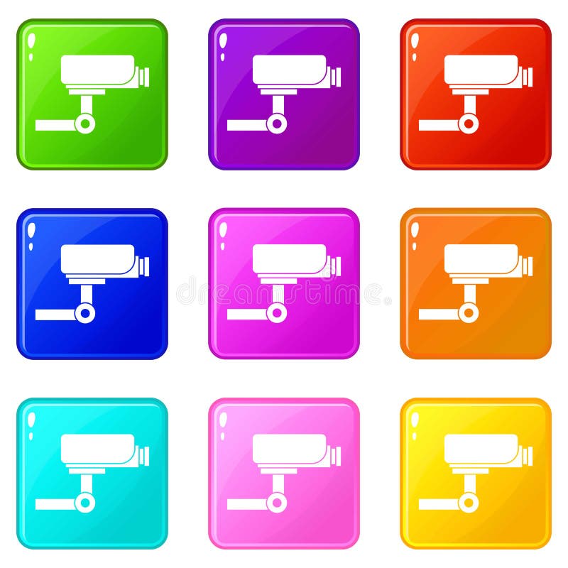 CCTV camera icons 9 set stock vector. Illustration of equipment - 96334792