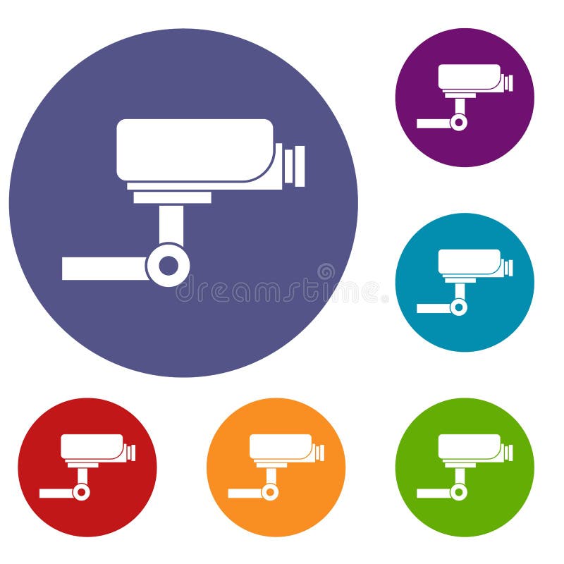 CCTV camera icons set stock vector. Illustration of electronic - 95788391