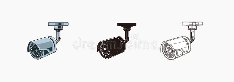CCTV Camera Icons Set. Simple Design CCTV - Colored, Silhouette, Line ...