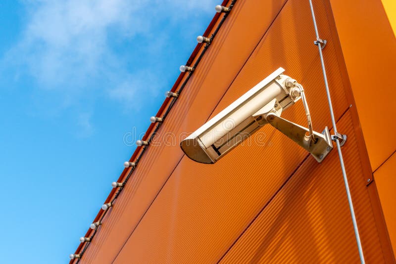 CCTV Camera on the Industrial Building Stock Image - Image of building ...