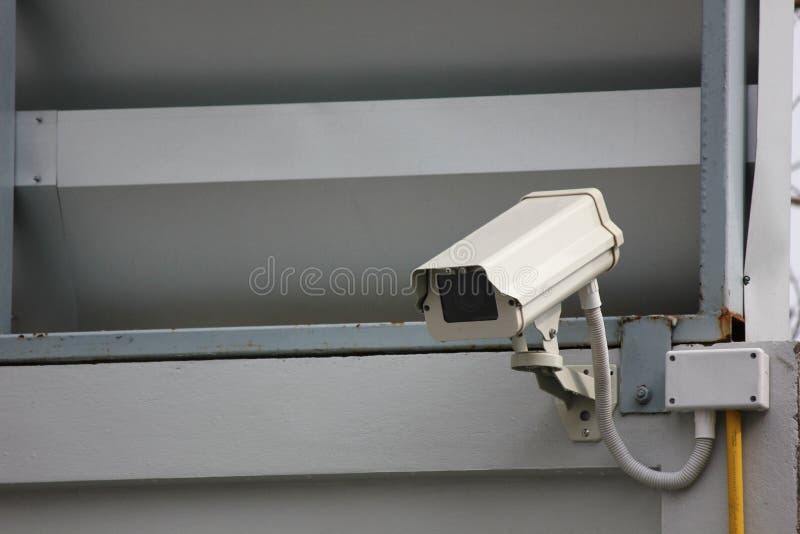 CCTV Camera Install on Wall Stock Image - Image of digital, security ...