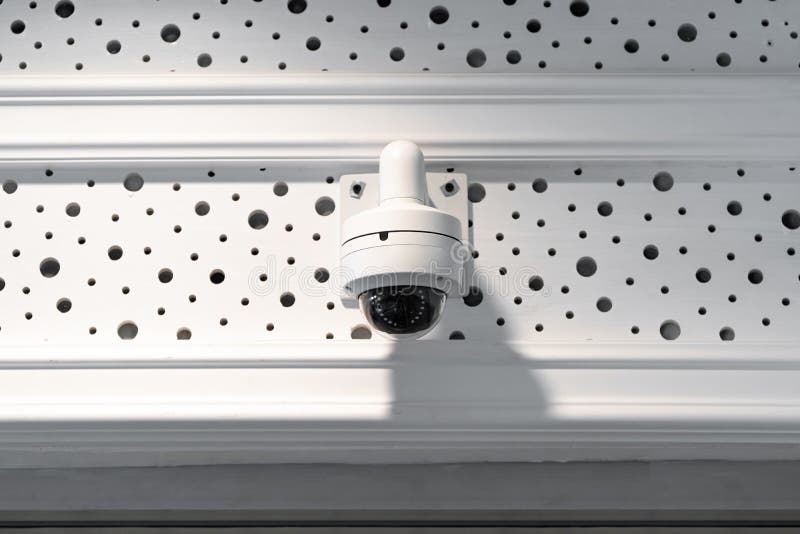 CCTV Camera is Installed Inside the Building on the Ceiling and Wall ...