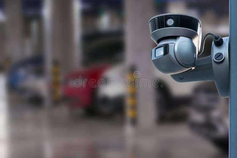 Cctv Camera Installed on the Parking Lot To Protection Security. Stock ...