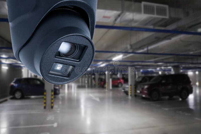 Cctv Camera Installed on the Parking Lot To Protection Security. Stock ...