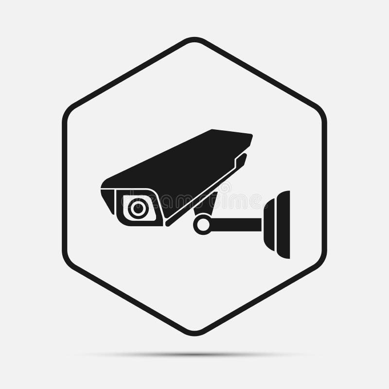 Cctv Camera Isolated on White Background with Long Shadow Black,Simple ...