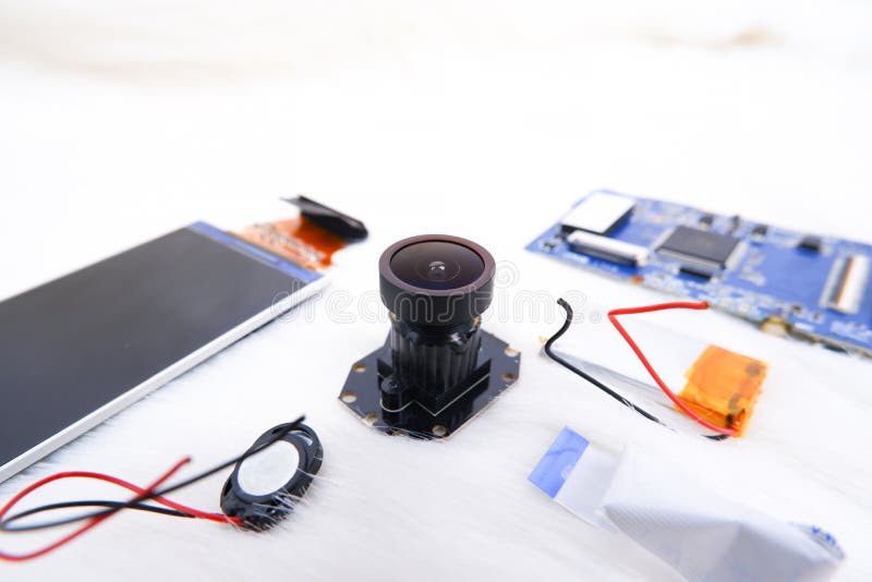 CCTV Camera Lens Parts with a Electronics Component Stock Image - Image ...