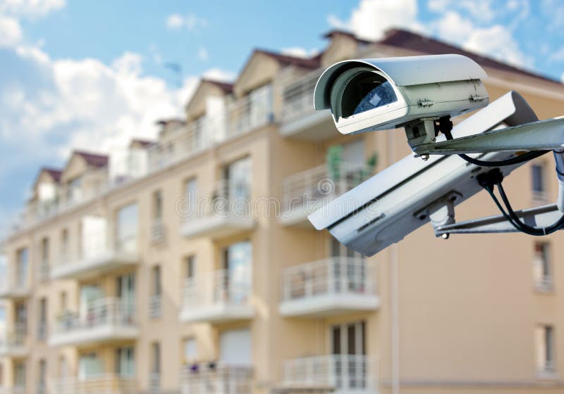 CCTV Camera with Modern Luxury Residence Stock Image - Image of guard ...