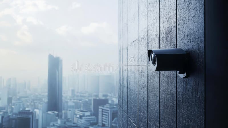 CCTV Camera Monitors Urban Skyline while Ensuring Security in a Modern ...