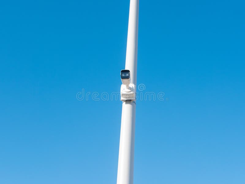 CCTV Camera Mounted on a Pole for Street Security. Direct View Stock ...