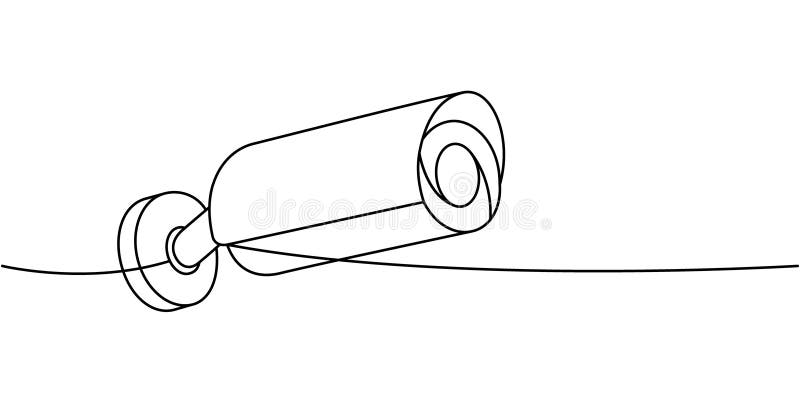 CCTV Camera One Line Colored Continuous Drawing. Video Surveillance ...