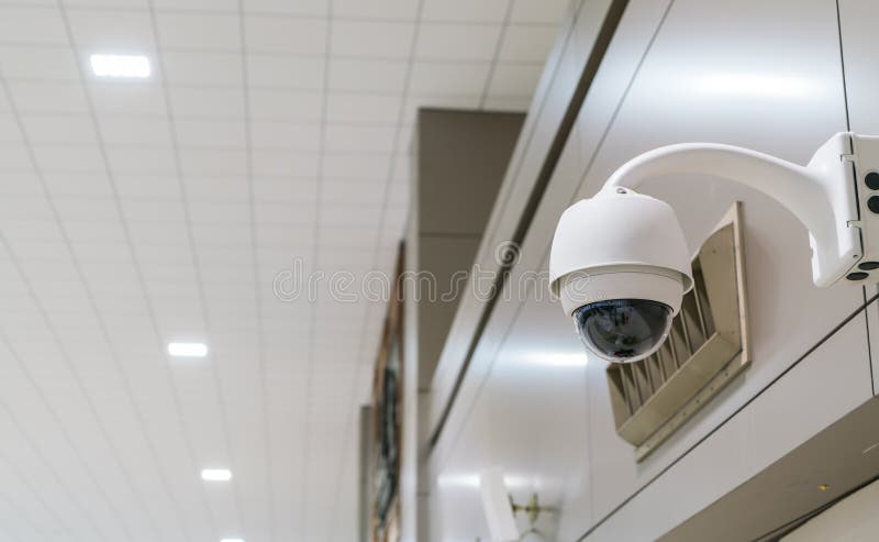 CCTV Camera Operating Inside at Airport Terminal . Stock Photo - Image ...