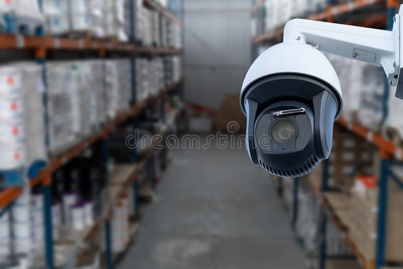 CCTV Camera Operating Inside Warehouse or Factory. Stock Image - Image ...