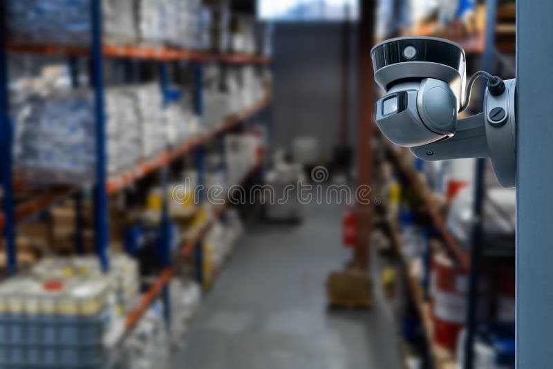 CCTV Camera Operating Inside Warehouse or Factory. Stock Photo - Image ...