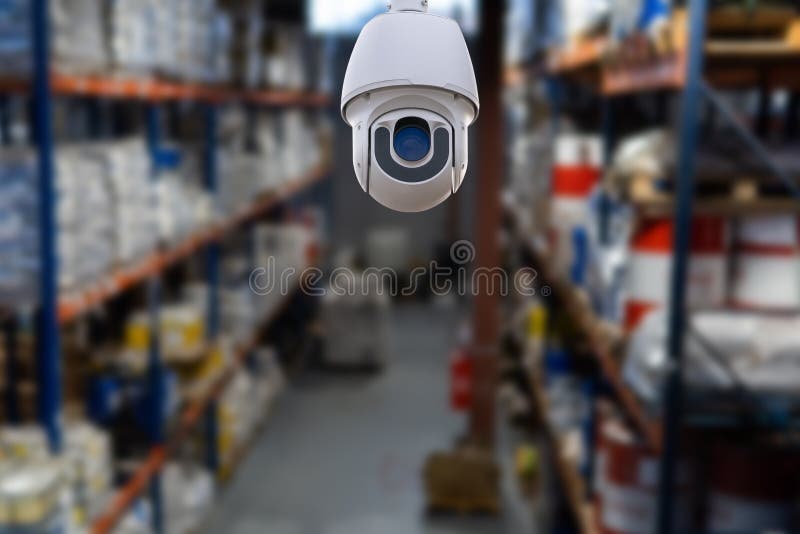 CCTV Camera Operating Inside Warehouse or Factory. Stock Image - Image ...