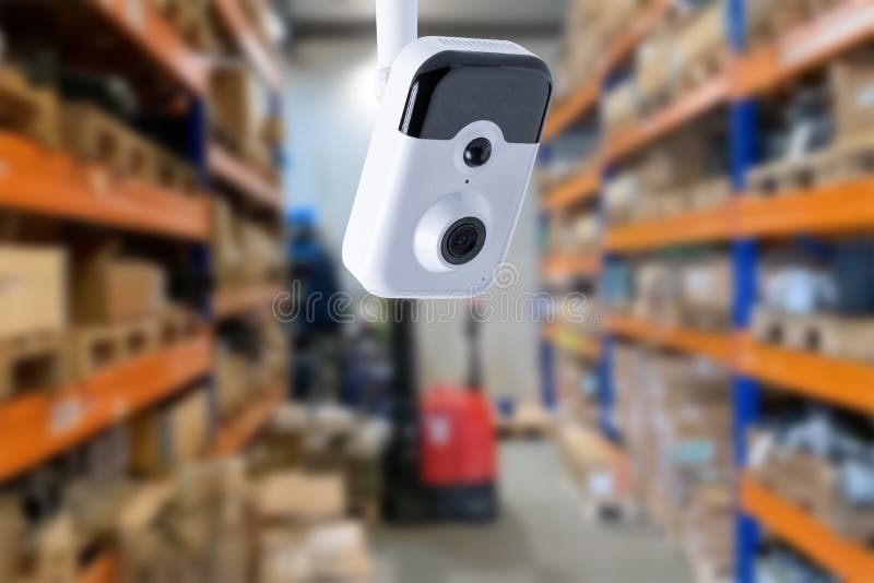 CCTV Camera Operating Inside Warehouse or Factory. Stock Image - Image ...