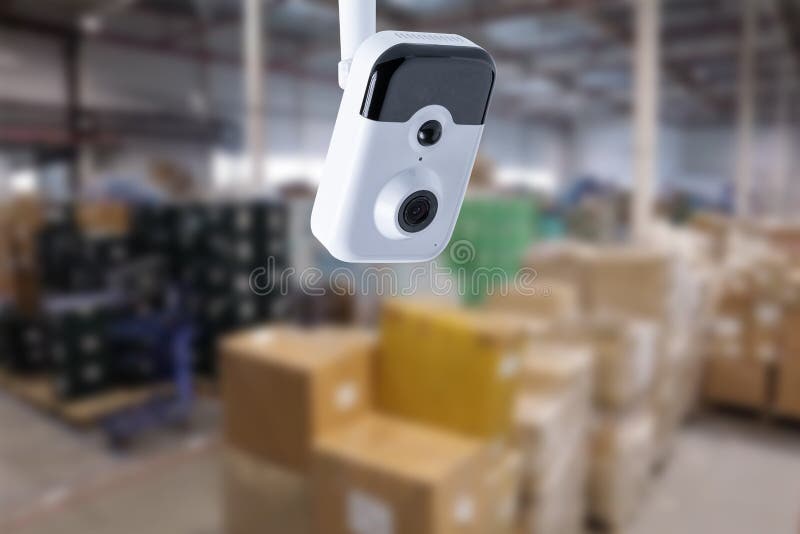 CCTV Camera Operating Inside Warehouse or Factory. Stock Image - Image ...