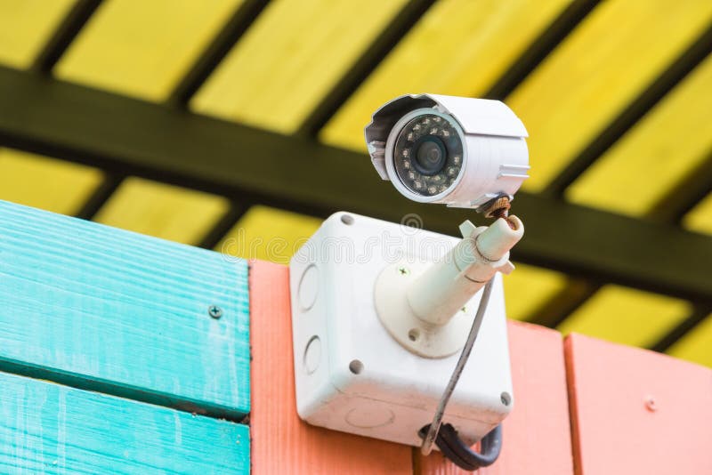 CCTV Home Camera Security Operating at House. Stock Photo - Image of ...