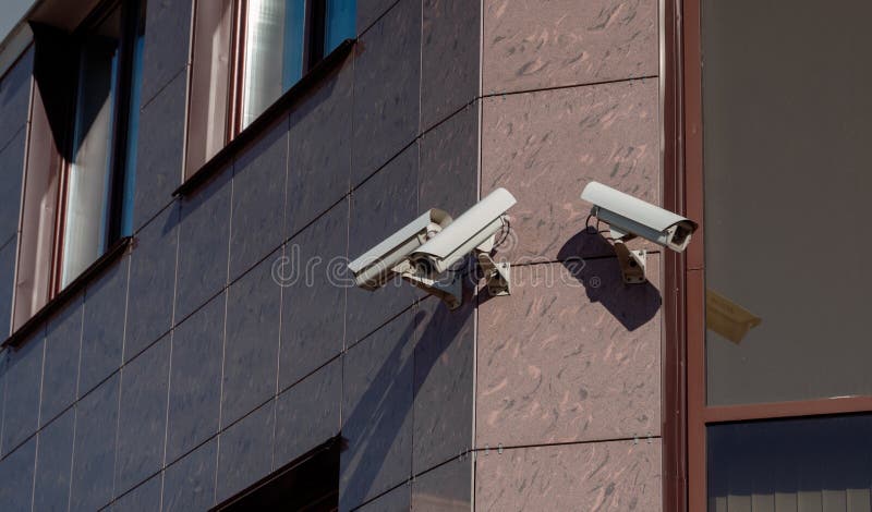 CCTV Camera Outdoor Installed on Building Wall Stock Photo - Image of ...
