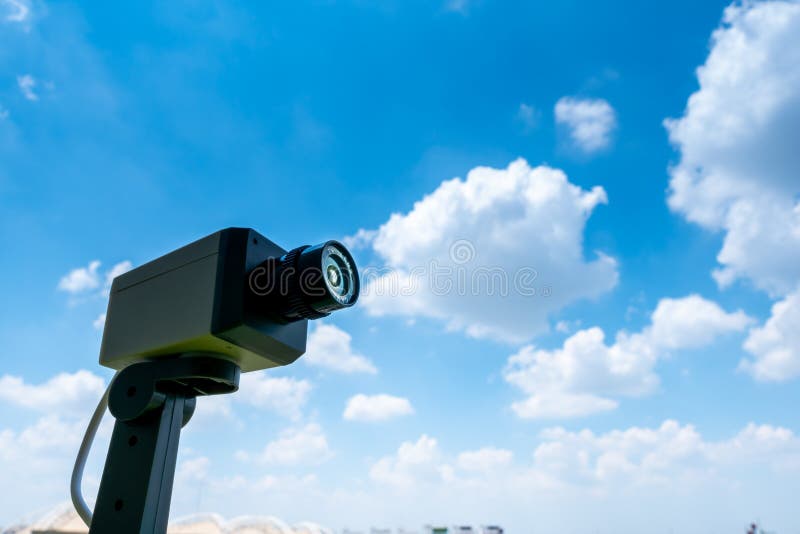 CCTV Camera Outdoor with Sky and Cloud Stock Image - Image of secrecy ...