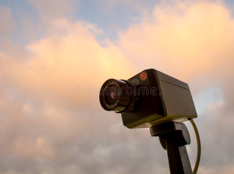 CCTV Camera Outdoor with Sky and Cloud Stock Photo - Image of industry ...