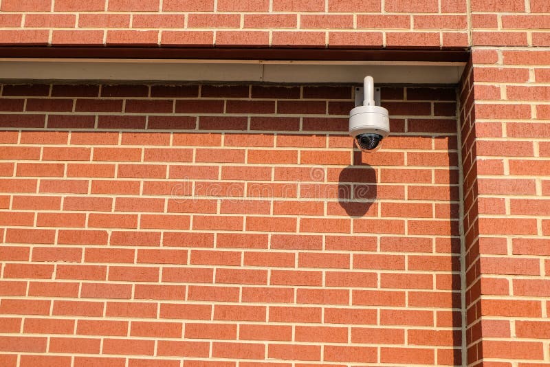 CCTV Camera at a Red Brick Wall Stock Photo - Image of pattern, control ...