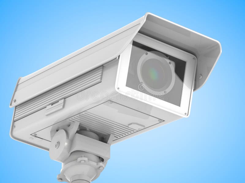 Cctv Camera or Security Camera on Blue Background Stock Photo - Image ...