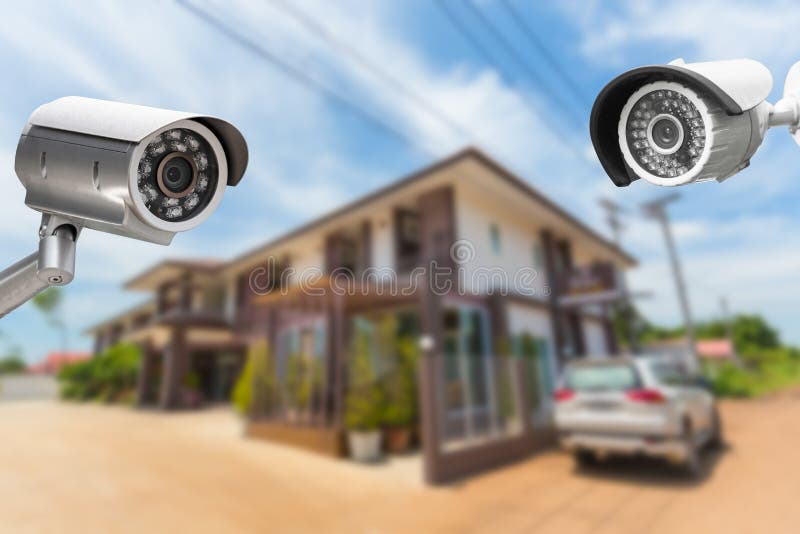 CCTV Camera Security Operating at House. Stock Image - Image of ...