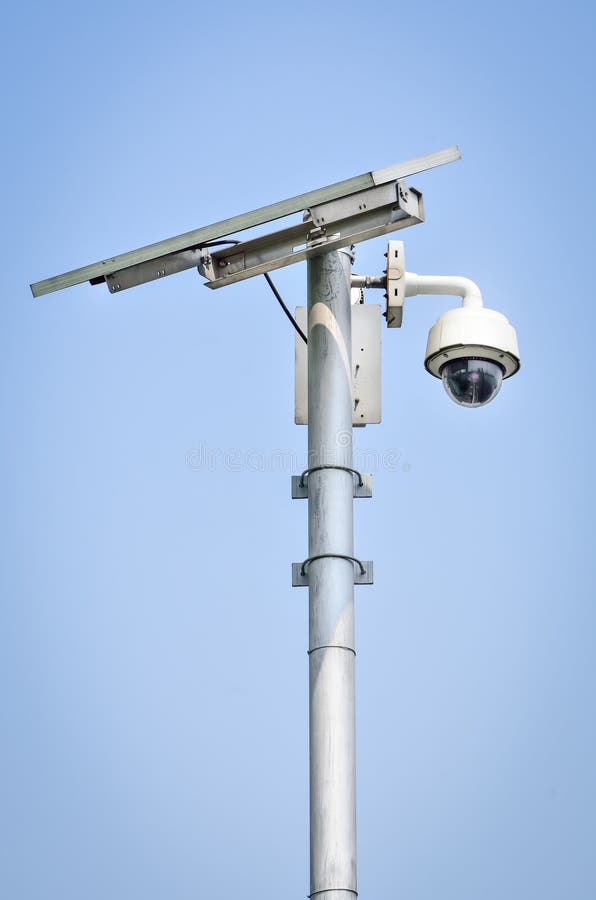 CCTV Camera Security with Solar Panel Stock Image - Image of property ...