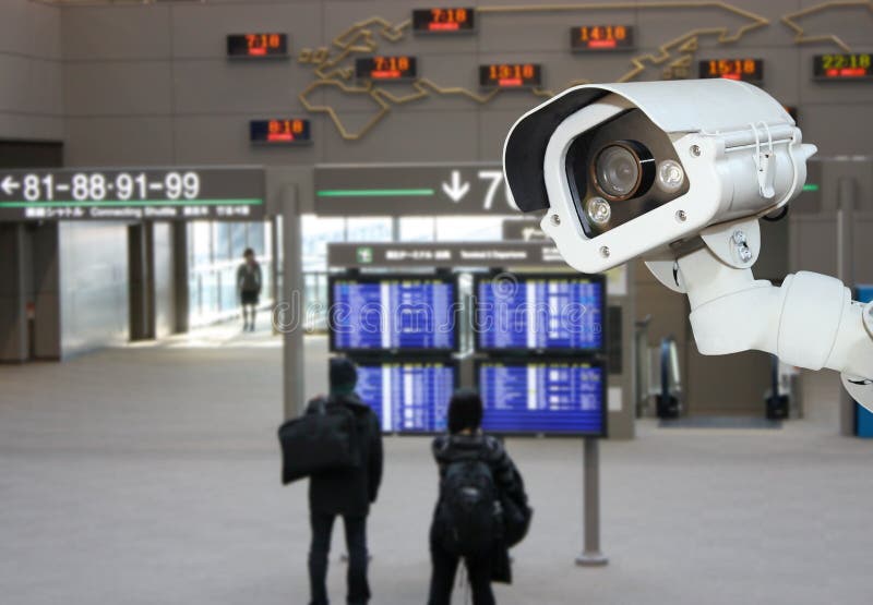 CCTV Camera Security or Surveillance Operating in Air Port. Stock Photo ...