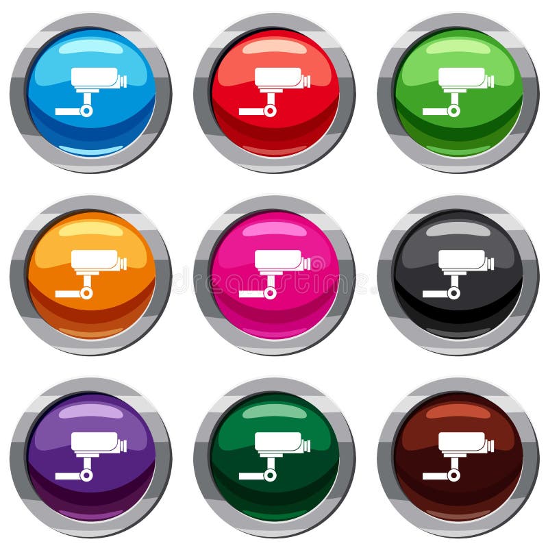 CCTV Camera Set 9 Collection Stock Vector - Illustration of prevention ...