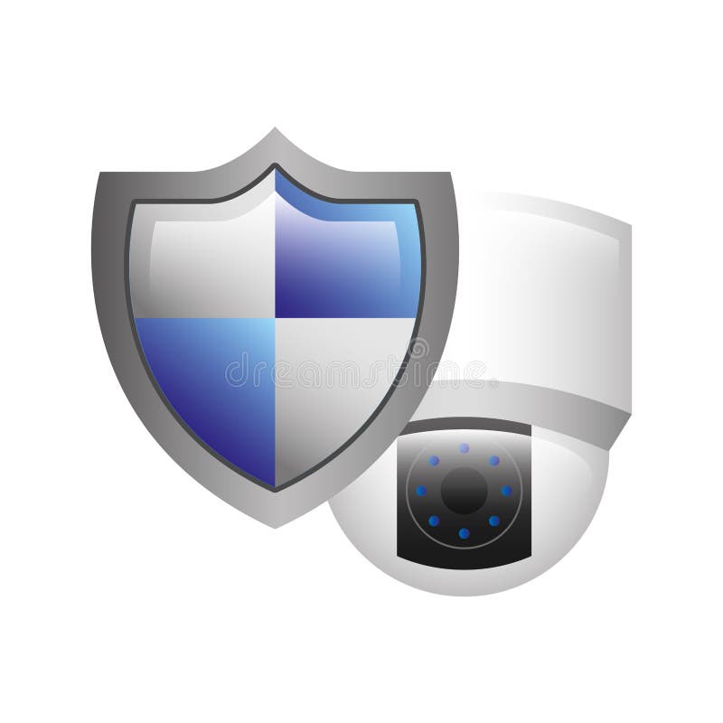 Cctv Camera with Shield Isolated Icon Stock Illustration - Illustration ...