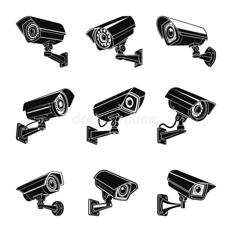 CCTV Camera Sign Silhouette, Security Camera Silhouette Icon for ...