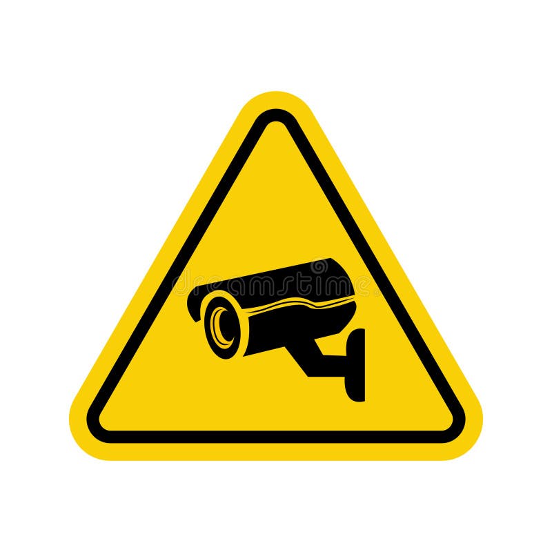 CCTV Camera Sign. Yellow Triangle Indicating Camera Operation Stock ...