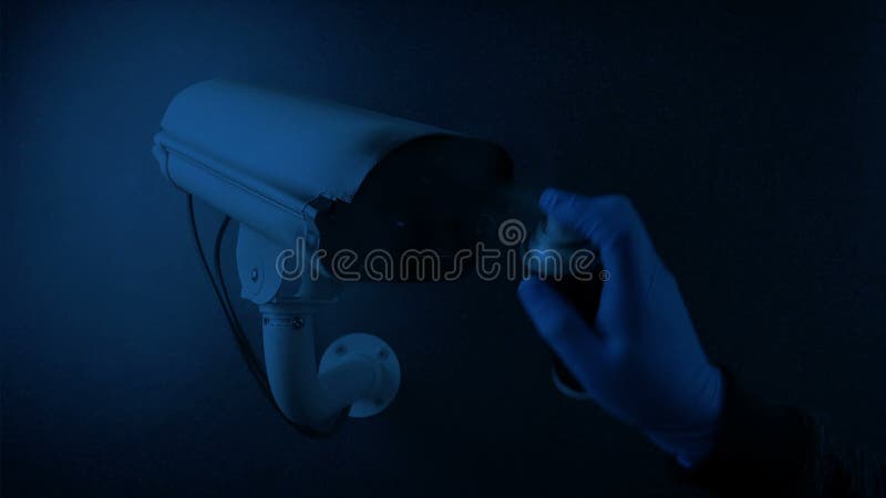 CCTV Camera Spray Painted by Criminal at Night Stock Video - Video of ...