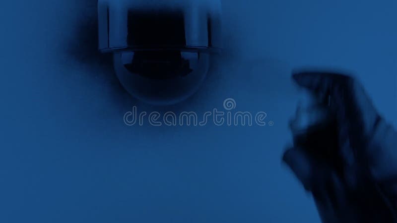 CCTV Camera Sprayed by Criminal Stock Footage - Video of robbery ...