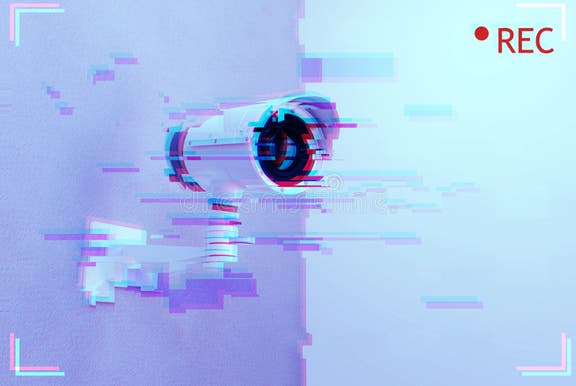 CCTV Camera with Glitch Effect Stock Photo - Image of cctv, video ...