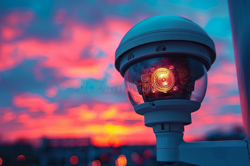 Cctv Camera on Sunset Sky Background with Copy Space. Generative AI ...