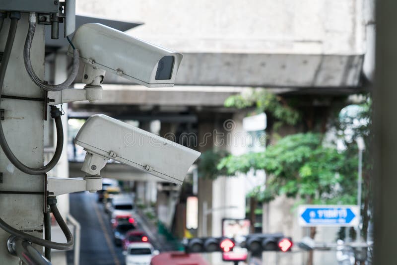 CCTV Camera Surveillance on the Big City Stock Image - Image of private ...