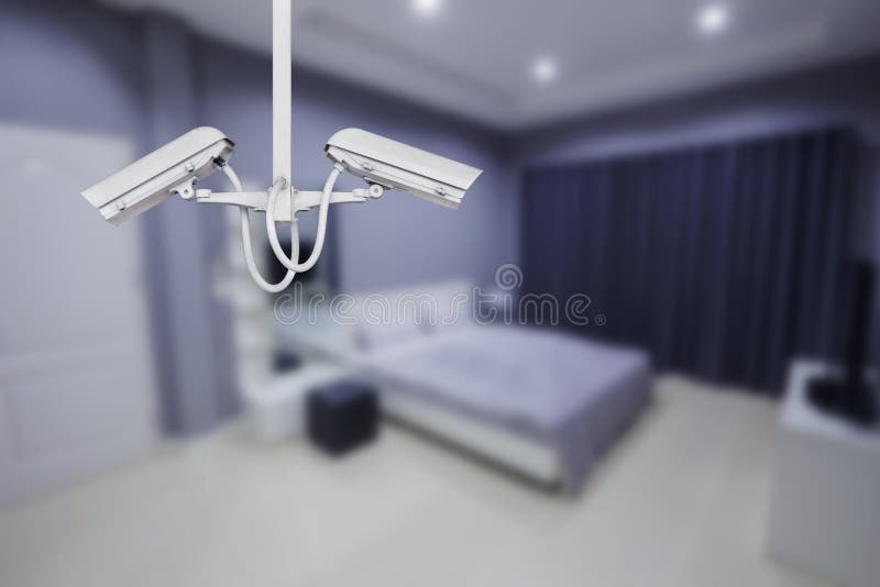CCTV Camera Surveillance Operating with Bedroom Stock Image - Image of ...