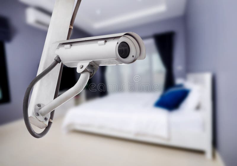 CCTV Camera Surveillance Operating with Bedroom Stock Image - Image of ...