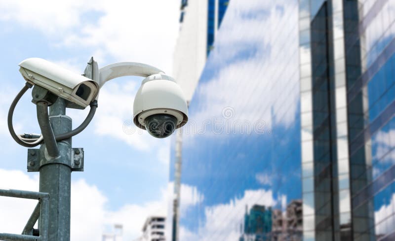 CCTV Camera or Surveillance Technology Working on City Road Stock Image ...