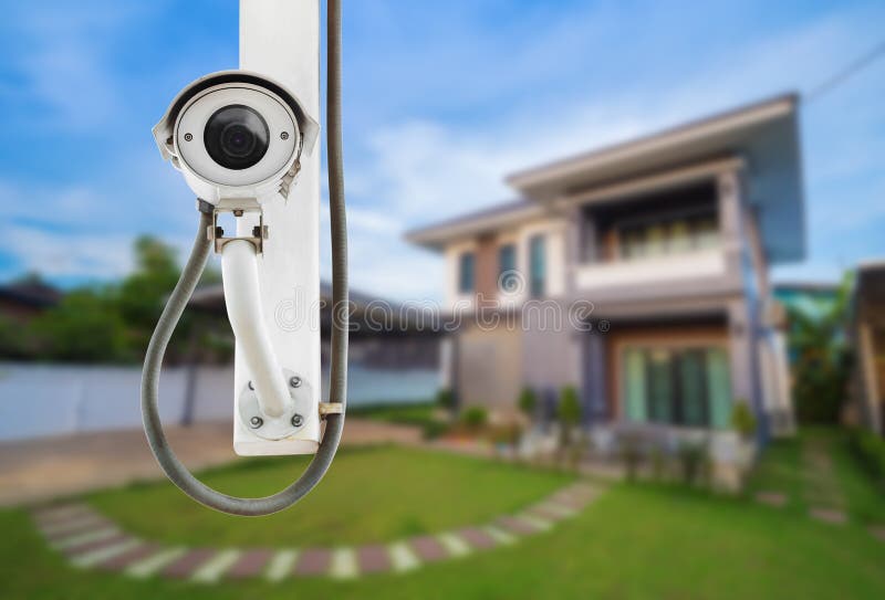 CCTV Camera Surveillance with House Stock Image - Image of protection ...