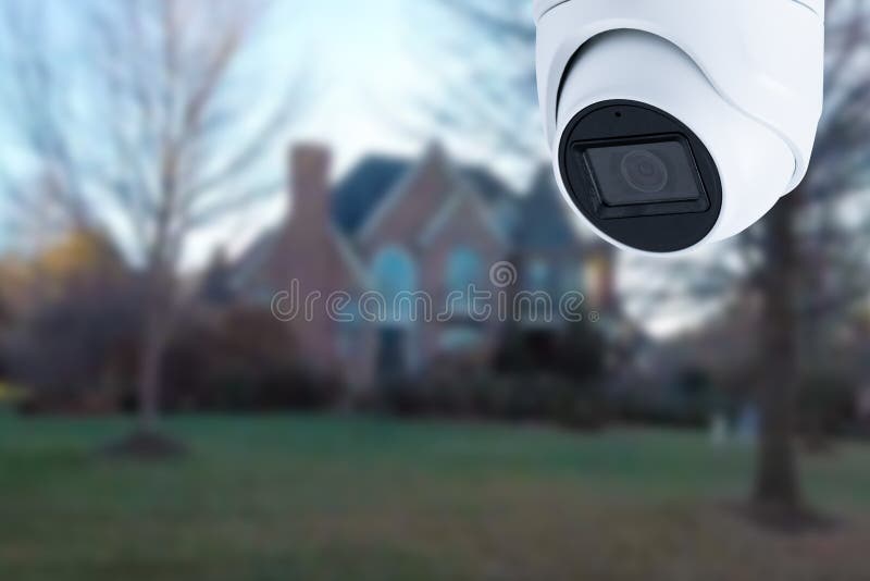 CCTV Camera or Surveillance Operating with House Village in Background ...