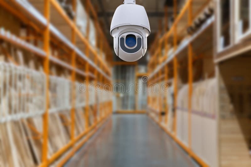 CCTV Camera or Surveillance Operating Inside Industrial Factory. Stock ...