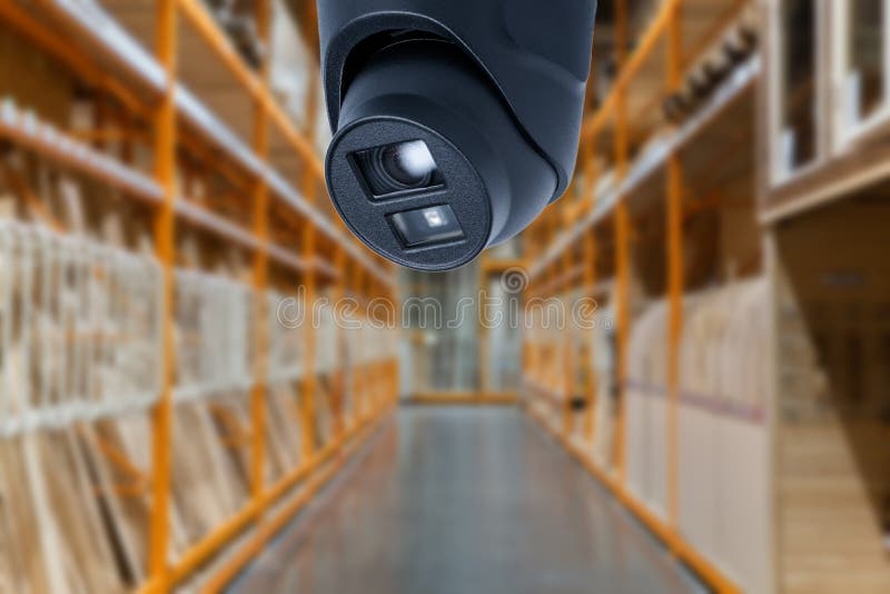 CCTV Camera or Surveillance Operating Inside Industrial Factory. Stock ...